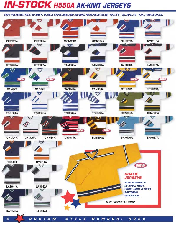 Hockey Jersey Options